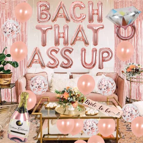 Bachelorette Party Decorations Bach That Assup Bachelorette Balloons Banner Rose Gold Brunch Bridal Shower Bubbly Bar bachelorette party decorations naughty Champagne Tinsel Curtains