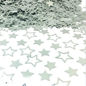 star metallic foil confetti sprinkles for wedding/birthday/festival party decorations 1.5oz (silver, 24mm&18mm)