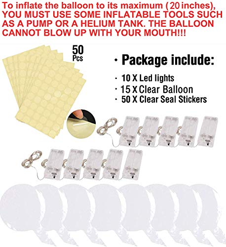 Light up led balloons , Wedding Decorations 10 set warm white 15pcs Transparent Light Balloons Great For Banquets, Outdoor and Indoor Parties, Anniversary, House Party, Family Reunion, Birthday and Event Centerpieces (warn white) (20 inch--10 set)