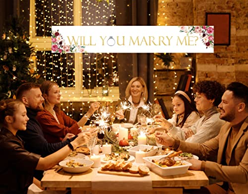 Will You Marry Me Banner Decorations, Bridal Shower Party Porch Sign Decorations Supplies, Large Wedding Engagement Party Photo Booth Backdrop (9.8x1.6ft)