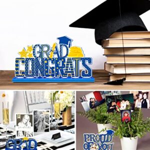 90shine 4PCS Graduation Decorations 2023 Table Centerpieces - Congrats Grad Party Decor Supplies Ornaments Blue (Assembly Needed)