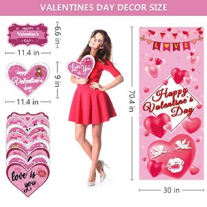 Valentines Day Decoration, Valentine's Day Door Cover & Heart Banner, Hanging Happy Valentine's Day Romantic Sign Banner for Front Door, Valentine Backdrops Banner for Special Night Party Decor Favor