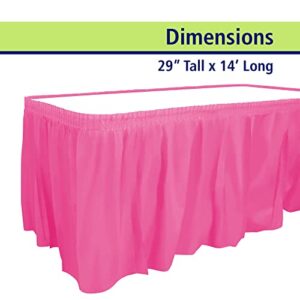 Plastic Table Skirt, 29 inches by 14 feet | Party Dimensions | Hot Pink