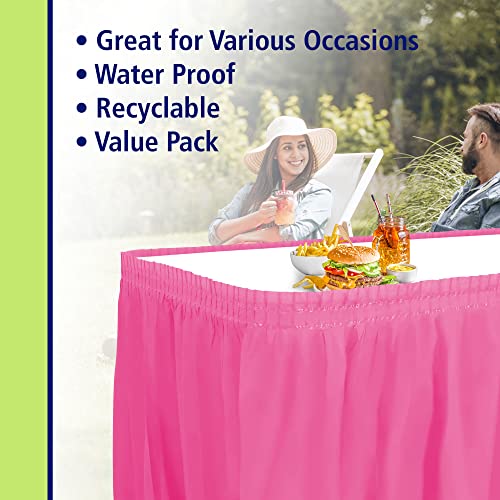 Plastic Table Skirt, 29 inches by 14 feet | Party Dimensions | Hot Pink