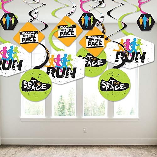 Big Dot of Happiness Set the Pace - Running - Track, Cross Country or Marathon Party Hanging Decor - Party Decoration Swirls - Set of 40