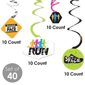 Big Dot of Happiness Set the Pace - Running - Track, Cross Country or Marathon Party Hanging Decor - Party Decoration Swirls - Set of 40