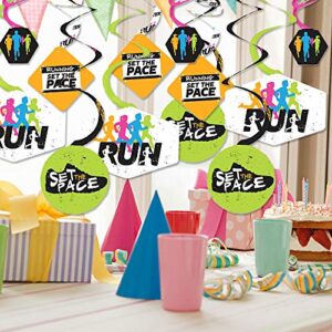 Big Dot of Happiness Set the Pace - Running - Track, Cross Country or Marathon Party Hanging Decor - Party Decoration Swirls - Set of 40