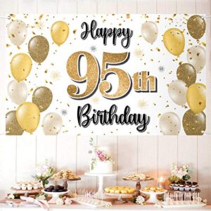 laskyer happy 95th birthday large banner – cheers to 95 years old birthday home wall photoprop backdrop,95th birthday party decorations.