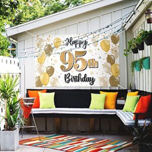 LASKYER Happy 95th Birthday Large Banner - Cheers to 95 Years Old Birthday Home Wall Photoprop Backdrop,95th Birthday Party Decorations.