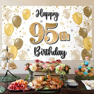 LASKYER Happy 95th Birthday Large Banner - Cheers to 95 Years Old Birthday Home Wall Photoprop Backdrop,95th Birthday Party Decorations.