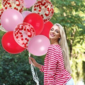 Valentines Day Party Supplies Red Balloons Pink Solid Latex Balloon Red Pink Confetti Balloon 36 Pack for Wedding Bridal Shower Birthday Party Decorations