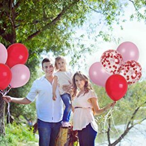 Valentines Day Party Supplies Red Balloons Pink Solid Latex Balloon Red Pink Confetti Balloon 36 Pack for Wedding Bridal Shower Birthday Party Decorations