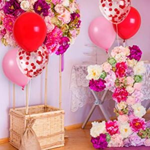 Valentines Day Party Supplies Red Balloons Pink Solid Latex Balloon Red Pink Confetti Balloon 36 Pack for Wedding Bridal Shower Birthday Party Decorations