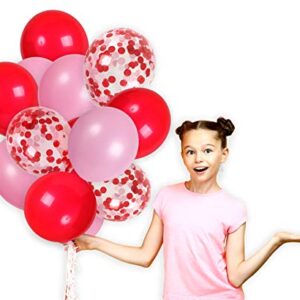 Valentines Day Party Supplies Red Balloons Pink Solid Latex Balloon Red Pink Confetti Balloon 36 Pack for Wedding Bridal Shower Birthday Party Decorations