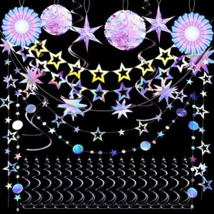 29pcs iridescent party decoration kit, 3d galaxy holographic euphoria theme party euphoria party decorations for birthday party theme party baby shower wedding celebration