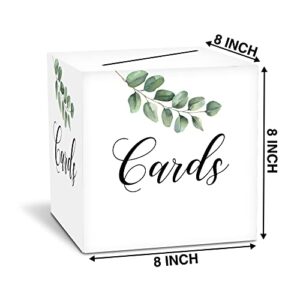 Greenery Floral Card Box, Reception Box for Baby Shower, Wedding, Bridal Shower, Engagement, Birthday Party Game Supplies, Decorations, Set of 1(BOX-16)