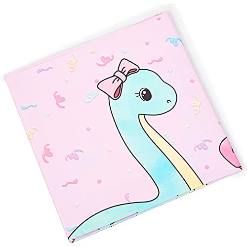 BLUE PANDA Pink Dinosaur Party Decorations for Girl's Birthdays, Plastic Tablecloth (54 x 108 in, 3 Pack)