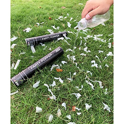 White Confetti Cannon 12 Inch,Water Soluble White Rice Paper,Wedding Confetti Biodegradable(5 Pack),Launches 20-25ft,Rice Confetti Poppers for Outdoor,Birthday,Celebrations,Weddings and New Years Eve