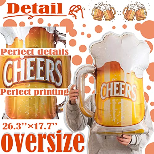 CYMYLAR Whiskey Bottle Beer Mug Super Shape Mylar Foil Balloon for Bar Summer Party Beer Festival Birthday Party Decorations