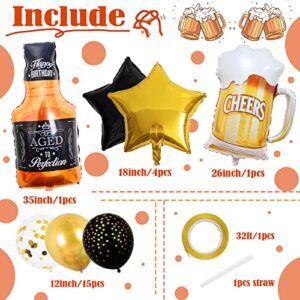 CYMYLAR Whiskey Bottle Beer Mug Super Shape Mylar Foil Balloon for Bar Summer Party Beer Festival Birthday Party Decorations