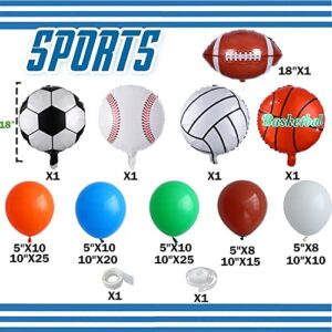 Sport Balloon Garland Arch Kit 161pcs Baseball Football Party Decoration Coffee Green Orange Blue Balloons for Sport Day Birthday Party Decorations