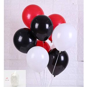 Latex Balloon 100 pcs 12 inch ： White and Black and Red Latex Balloons