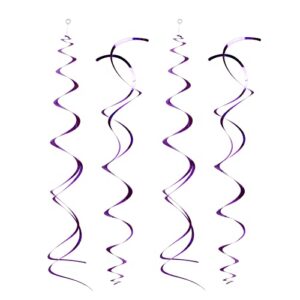 guzon pack of 24 party swirl decorations, purple foil ceiling hanging swirl decoration, whirls decorations for birthday,wedding |,anniversary, graduation party supplies