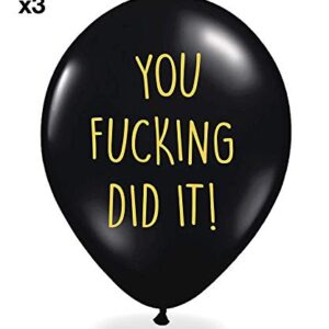 Rude Graduation Balloons - Pack of 12 Premium White And Black Funny Balloons - Class of 2023