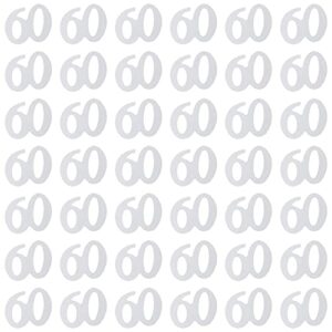 amosfun 1200pcs number 60 sequins confetti plastic confetti for 60th birthday party anniversary decoration(silver)