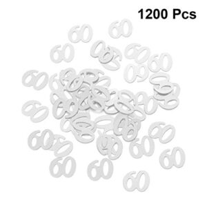 AMOSFUN 1200pcs Number 60 Sequins Confetti Plastic Confetti for 60th Birthday Party Anniversary Decoration(Silver)