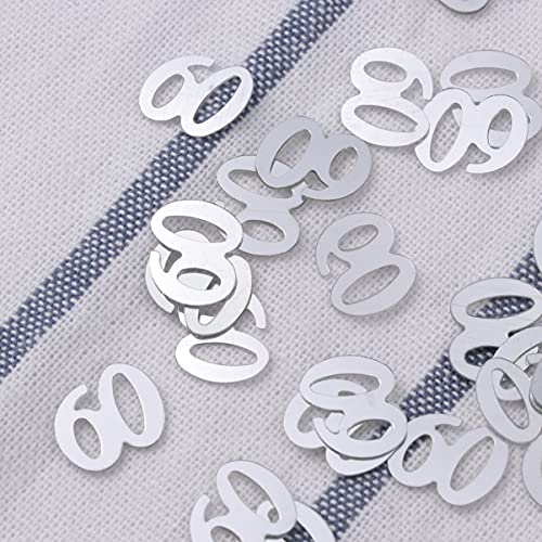 AMOSFUN 1200pcs Number 60 Sequins Confetti Plastic Confetti for 60th Birthday Party Anniversary Decoration(Silver)