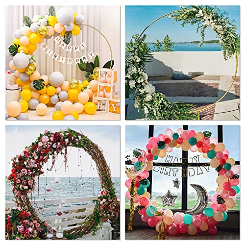 AXHJ Metal Round Balloon Arch Kit,7.2ft(2.2m) Large Size Golden Circle Arch Frame Backdrop Stand for Birthday,Party, Wedding,Graduation,Baby Shower Photo Background Decoration