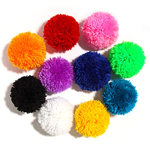 10 Pcs Large Yarn Pom Poms-3 Inch Made to Order Acrylic Yarn Balls for Hats Or Party Decorations-DIY Craft Pompoms (Mixed, 3inch)