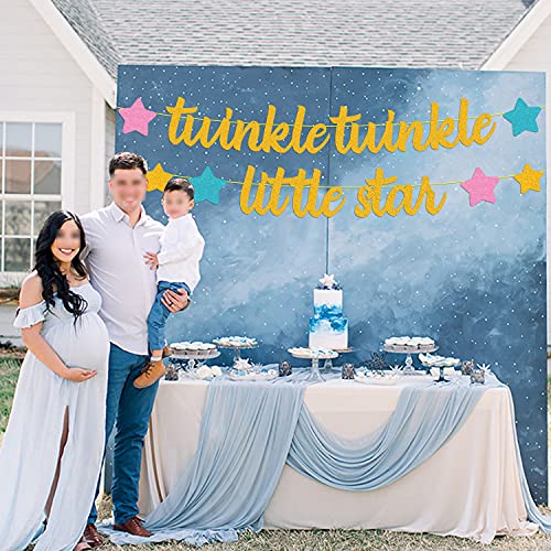 Twinkle Twinkle Llittle Star How We Wonder What You Are Banner Gender Reveal Decorations Boy or Girl He or She Pink Blue Gold Star Baby Shower Party Supplies Glitter Décor Pre-Strung