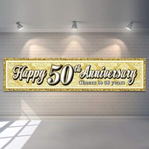 happy 50th anniversary banner cheers to 50 years party decorations anniversary sign banner for 50th anniversary birthday party wedding anniversary big event party supplies