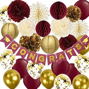 graduation decorations maroon gold 2023 burgundy gold balloons/maroon grad congrats banner 2023 burgundy graduation party/fsu graduation decorations class of 2023