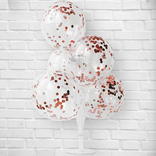 Rose Gold Confetti Balloons 12 Inches(20-Pack), Shiny Party Balloons with Metallic Rose Gold Confetti Pre-filled, Kids' Birthday Balloon, Party Decoration for Wedding, Bridal Shower, Baby Shower