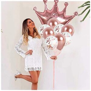 KUNGOON 29th Birthday Balloon,Rose Gold Number 29 Mylar Balloon,Funny 29th Birthday/Wedding Anniversary Crown Aluminum Foil Balloon Decoration for Women/Men.