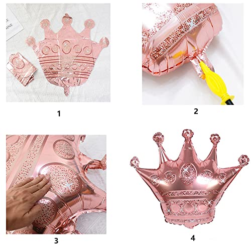 KUNGOON 29th Birthday Balloon,Rose Gold Number 29 Mylar Balloon,Funny 29th Birthday/Wedding Anniversary Crown Aluminum Foil Balloon Decoration for Women/Men.