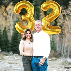 Giant, Gold 32 Balloon Numbers - 40 Inch | Cheers to 32 Birthday Decorations for Women | Gold Number 32 Balloons, 32 Birthday Decorations for Men | Metallic Gold 32 Number Balloons, Birthday Party Men