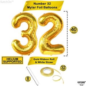 Giant, Gold 32 Balloon Numbers - 40 Inch | Cheers to 32 Birthday Decorations for Women | Gold Number 32 Balloons, 32 Birthday Decorations for Men | Metallic Gold 32 Number Balloons, Birthday Party Men