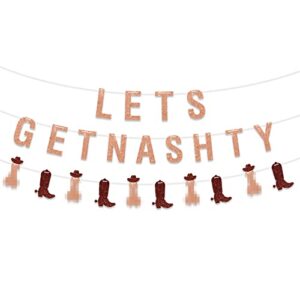 ushinemi nashville bachelorette party decorations, funny lets get nashty bachelorette banner, rose gold nashville party supplies