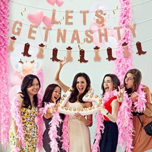 Ushinemi Nashville Bachelorette Party Decorations, Funny Lets Get Nashty Bachelorette Banner, Rose Gold Nashville Party Supplies