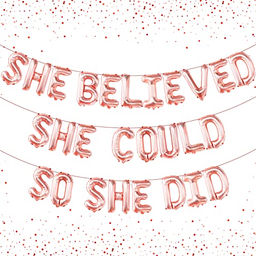 She Believed She Could So She Did Banner - 16 Inch | She Believed She Could So She Did Graduation 2023 Balloons | Graduation Banner for Graduation Party Decorations 2023 | Nurse Graduation Decorations