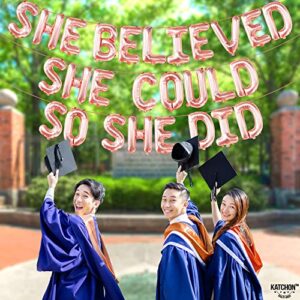 She Believed She Could So She Did Banner - 16 Inch | She Believed She Could So She Did Graduation 2023 Balloons | Graduation Banner for Graduation Party Decorations 2023 | Nurse Graduation Decorations