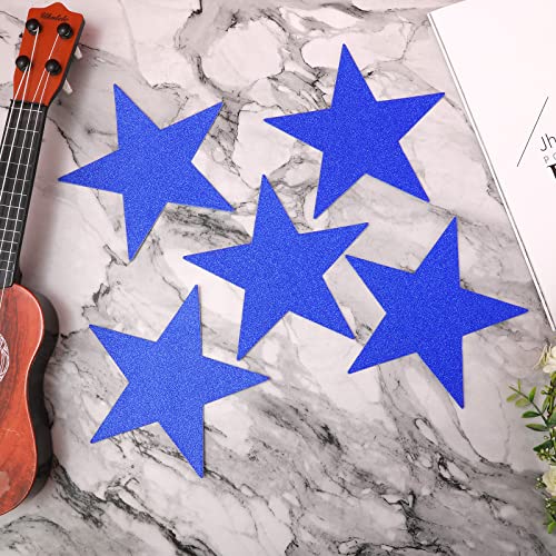 50pcs Glitter Star Cutouts, 6inch Twinkle Star Glitter Paper Confetti Star Shape Paper Cut Outs for Bulletin Board Classroom Wall Party Supplies (Blue)