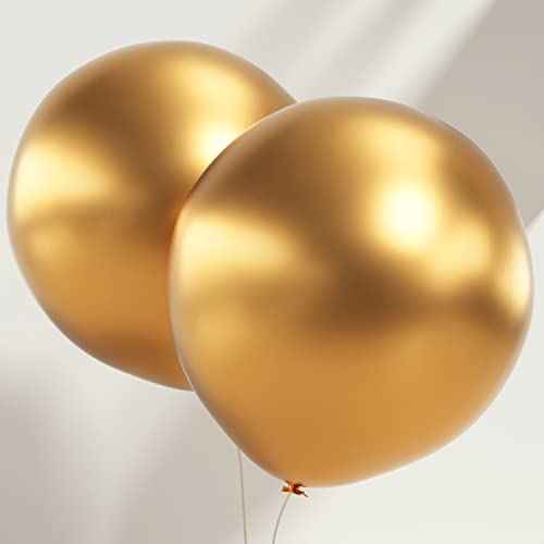 Metallic Gold Balloon 18 Inch 12 Pcs Chrome Gold Latex Party Balloons Chrome Balloon for Engagement Wedding Christmas Graduation Party Decorations