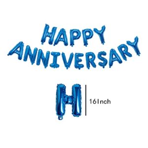 16 Inch Anniversary Aluminum Foil Balloons,Happy Anniversary Party Decorations Blue