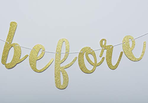 Vino Before Vows Banner for Engagement Bridal Shower Bachelorette Wine Winery Party Decorations Pre-strung Garland (Gold Glitter)