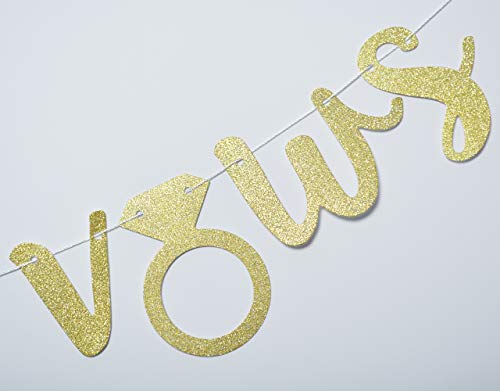 Vino Before Vows Banner for Engagement Bridal Shower Bachelorette Wine Winery Party Decorations Pre-strung Garland (Gold Glitter)